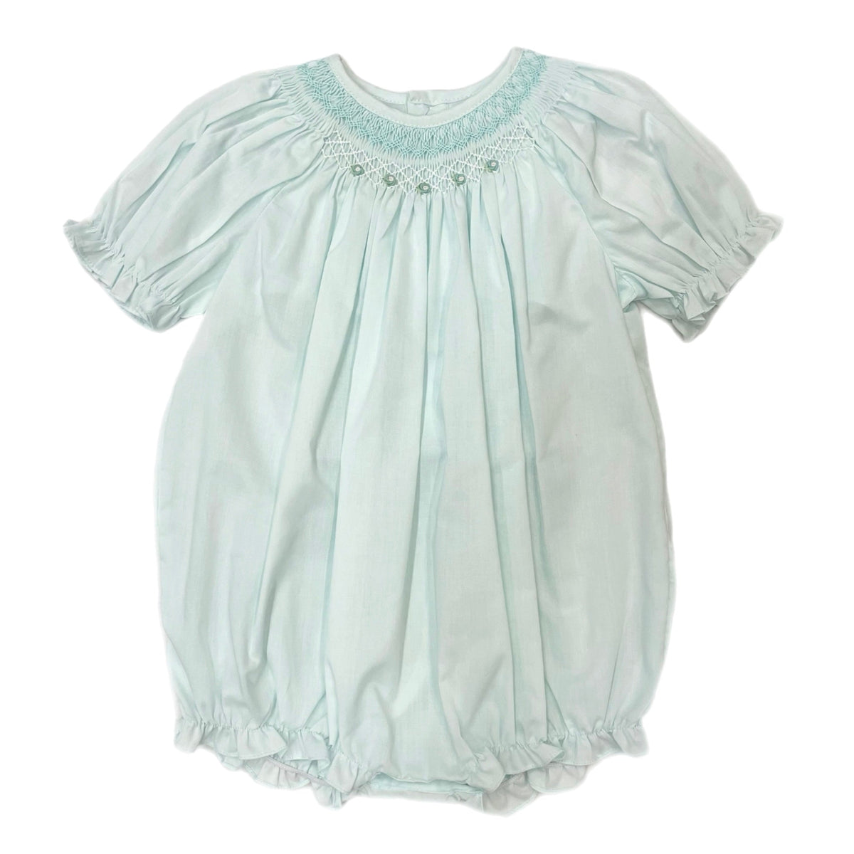 Petit Ami Mint Rosebud Smocked Bubble | shopnurseryrhymes