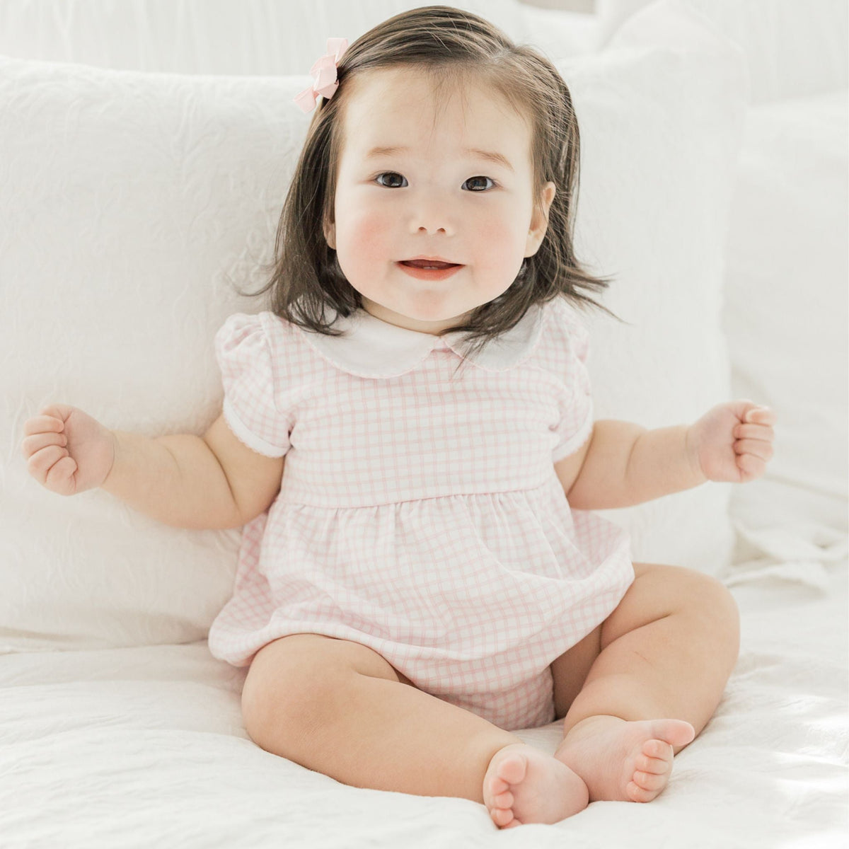Magnolia Baby Peek-A-Boo Wishes Pink Collared Bubble | shopnurseryrhymes